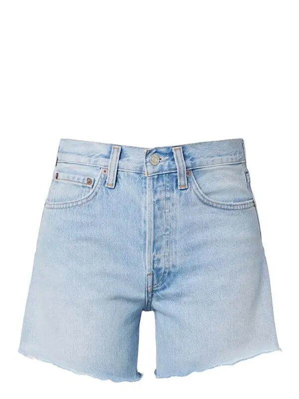 AGOLDE Parker Long Distressed Denim Shorts - Blue