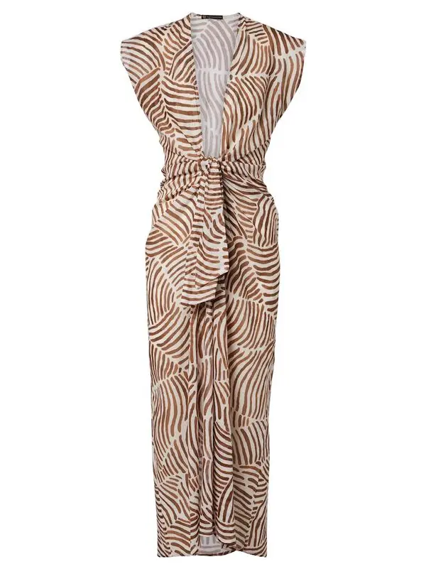VIX PAULA HERMANNY Sasha Printed Cotton Maxi Dress - Brown