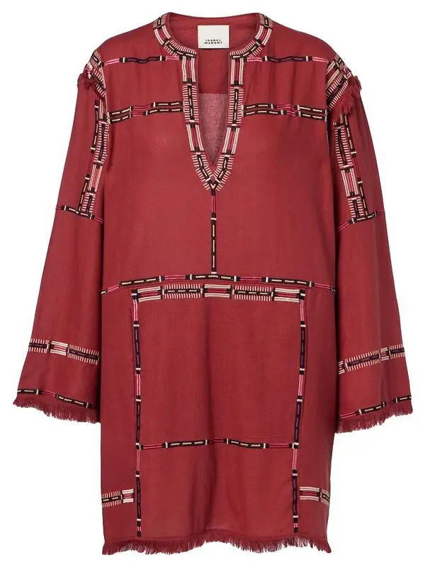 Isabel Marant Freya Embroidered Silk Tunic - Pink