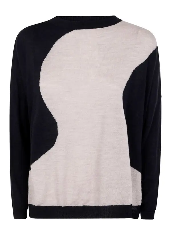 KNIT KNIT Embroidered Merino Wool Short Sweater - Black