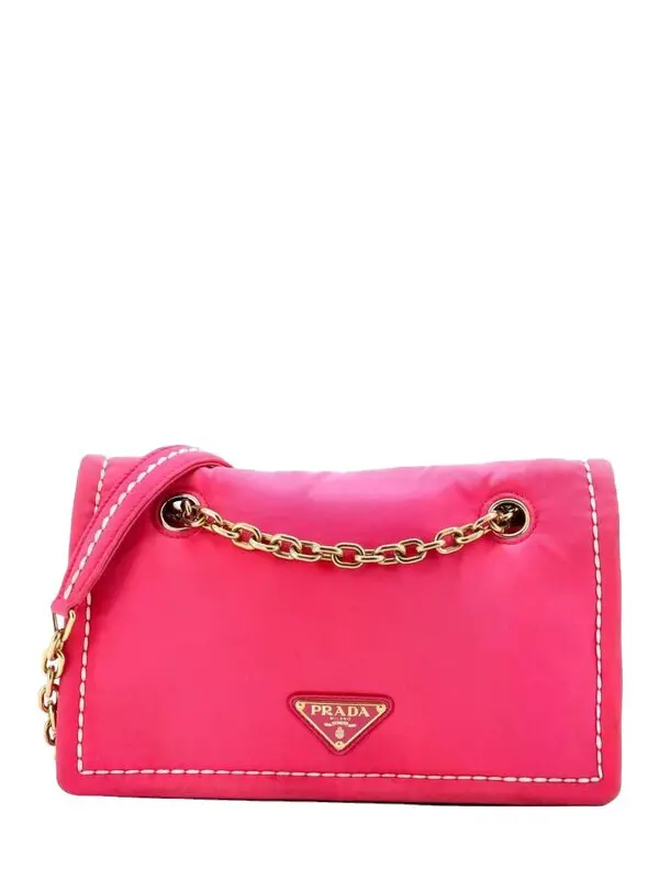 Prada Padded Chain Flap Bag Tessuto Medium Shoulder Bag - Pink