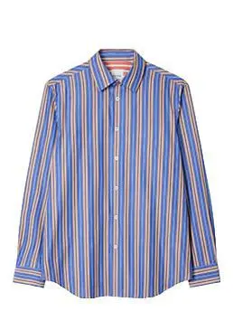 Paul Smith Regular-fit And Brown Stripe Shirt - Blue