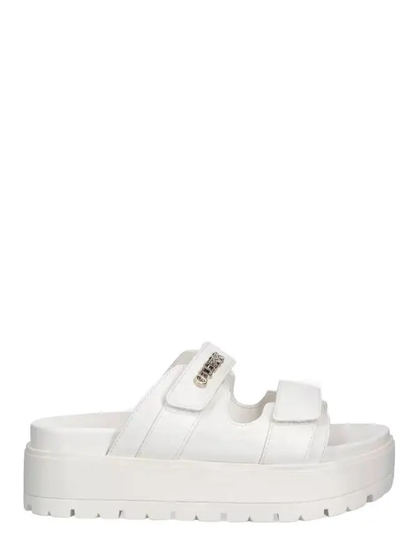 Guess Logo-plaque Touch-strap Slides - White