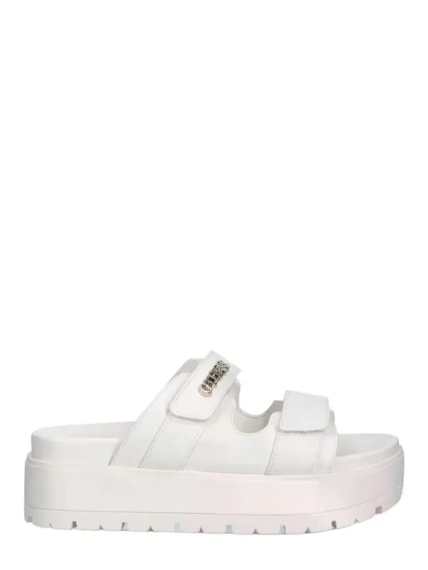 Guess Logo-plaque Touch-strap Slides - White
