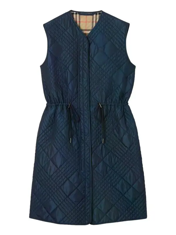 Burberry Micro Check-stitch Nylon Blend Gilet - Blue
