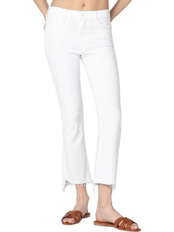 MOTHER The Insider Crop Step Fray Jeans - White