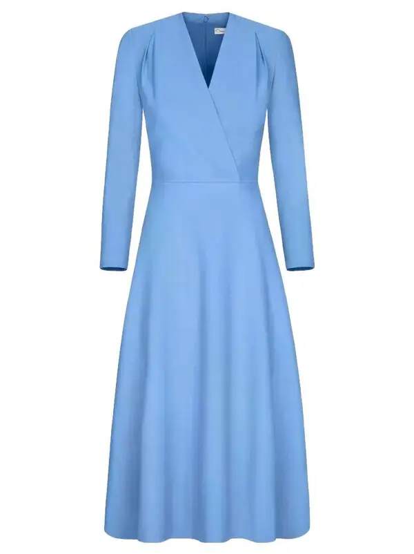 Oscar De La Renta Wool-blend Long-sleeve Dress - Blue