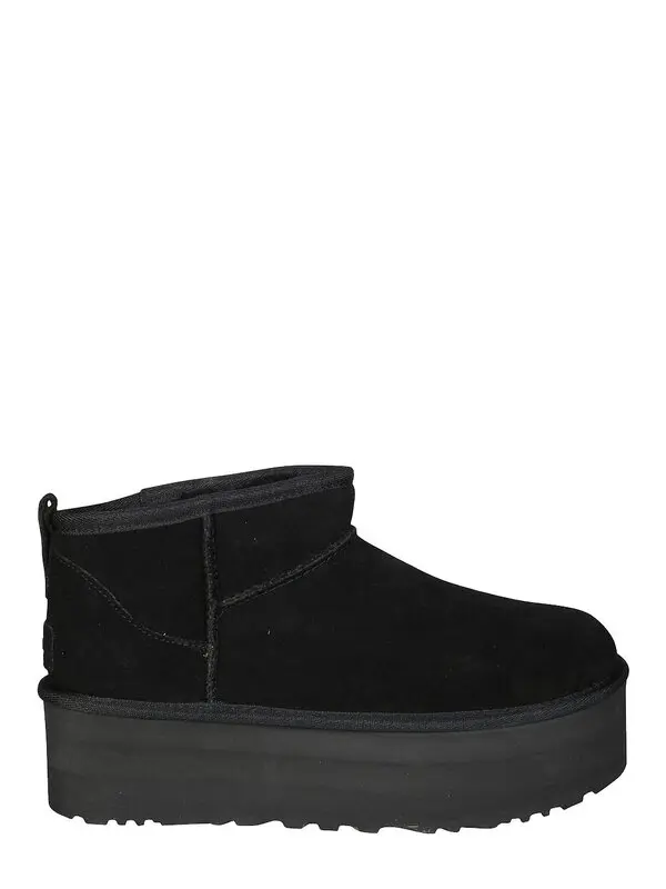 UGG Classic Ultra Mini Platform Suede Boots - Black