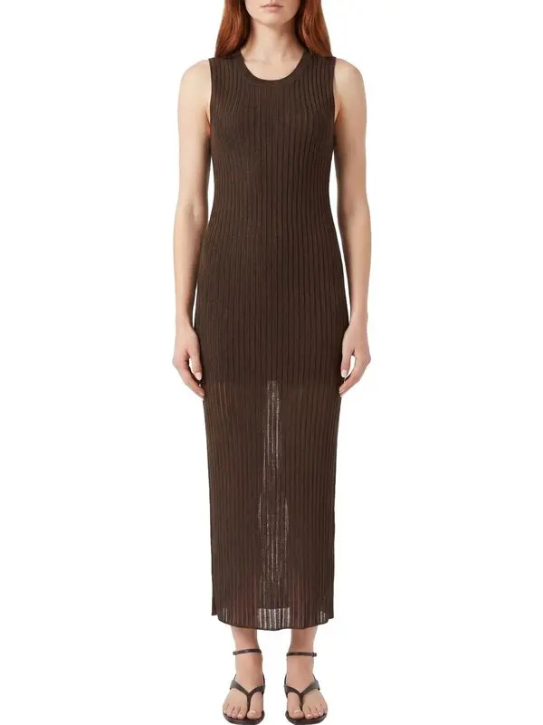 Loulou De Saison Ribbed Knit Maxi Dress - Brown