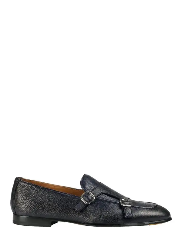 DOUCAL'S Hammered Leather Monk Strap Shoes - Blue