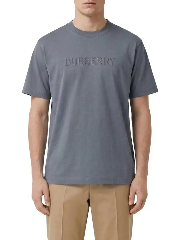 Burberry Cotton T-shirt With Logo - Grey