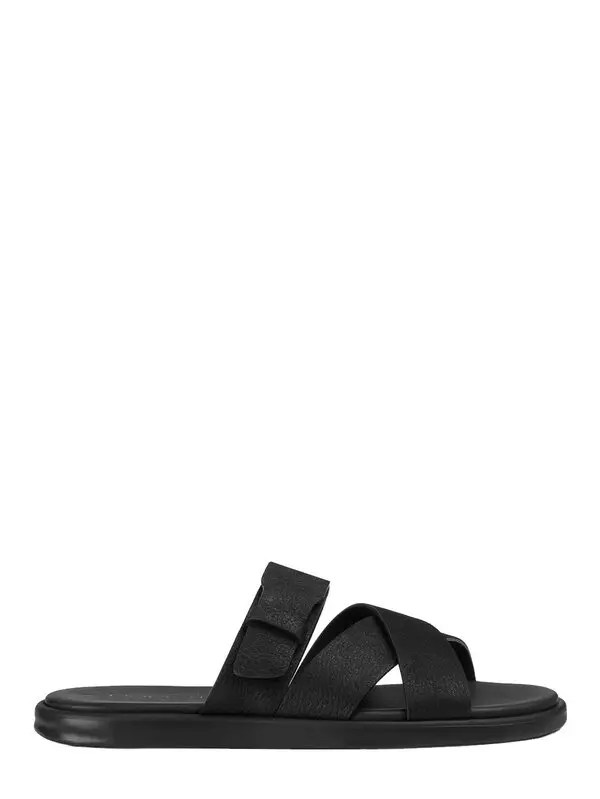 DOUCAL'S Grained Leather Sandals - Black