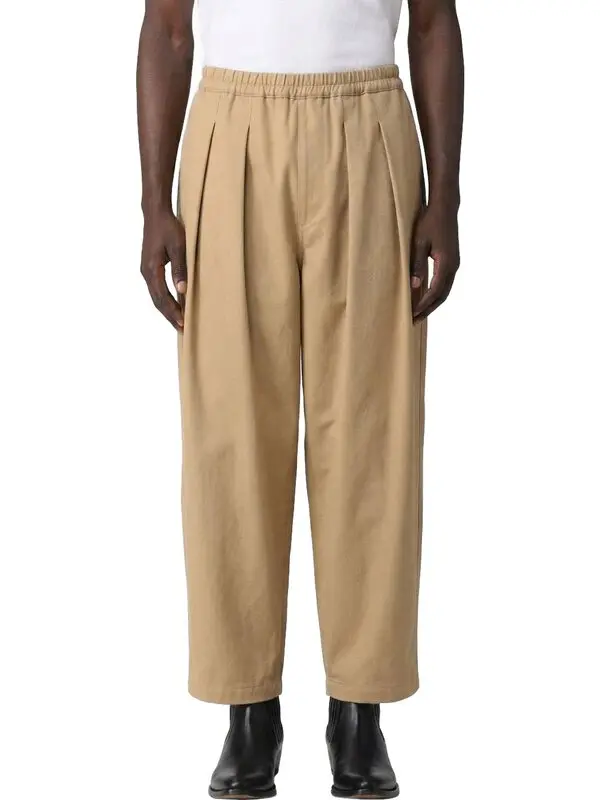 MAISON MARGIELA Wide Leg Cotton Blend Trousers - Beige