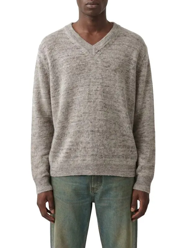 Our Legacy V-neck Pullover In Linen And Cotton Blend - Ecru