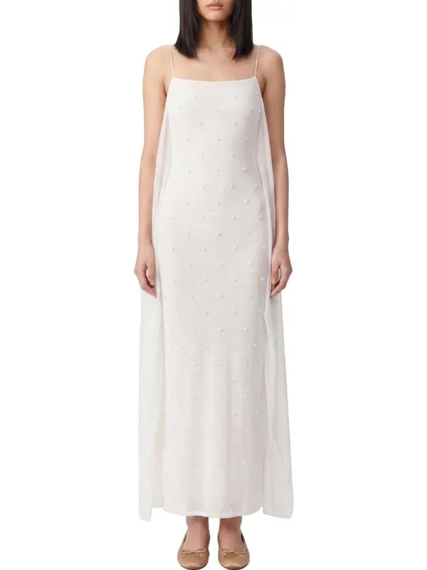 Jacquemus Viscose Midi Dress With Pearl Embellishments - White