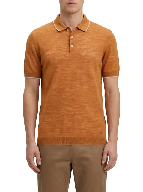 BROOKSFIELD Linen Blend Polo Shirt - Orange