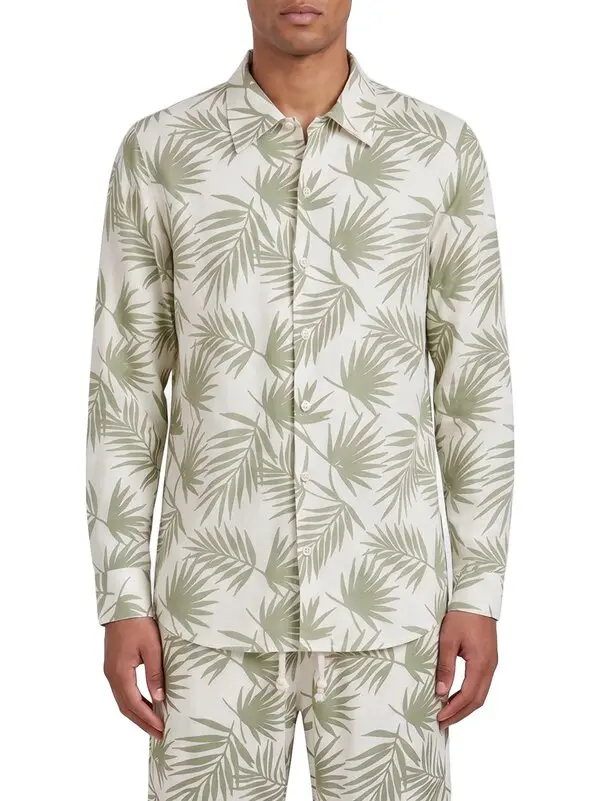 LANEUS Printed Viscose Shirt - White
