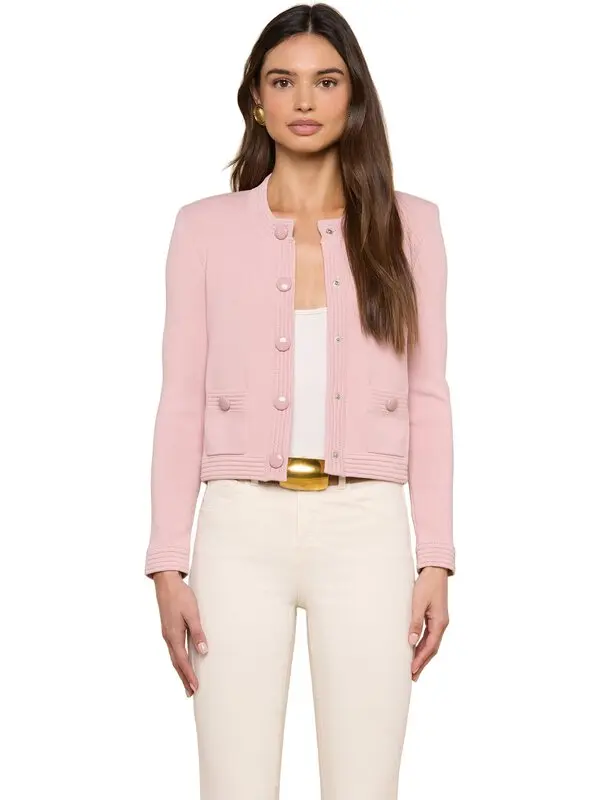 L'Agence Patsy Cropped Cardigan - Misty Rose