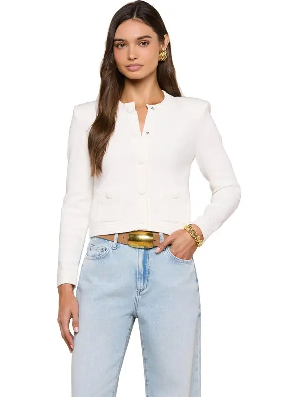 L'Agence Patsy Cropped Cardigan - Ivory