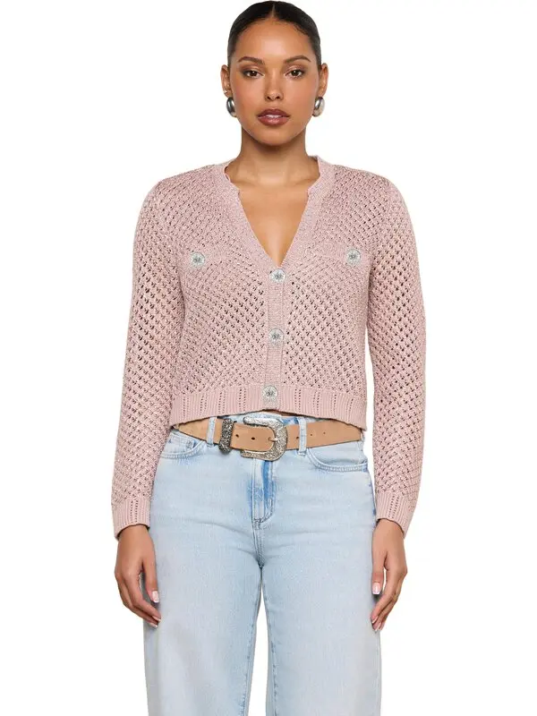 L'Agence Blanca Sequin Cardigan - Adobe Rose