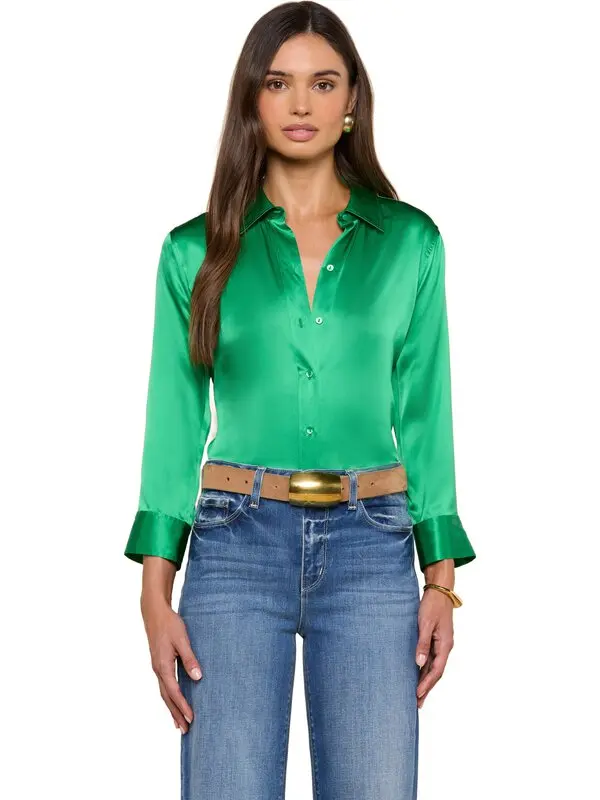 L'Agence Dani Silk Blouse - Island Green