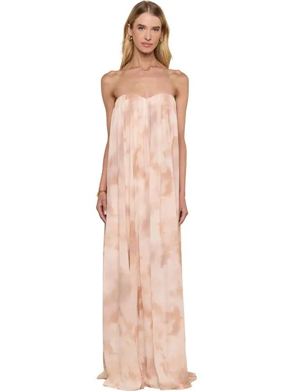 L'Agence Raine Strapless Gown - Frappe Multi Tie Dye