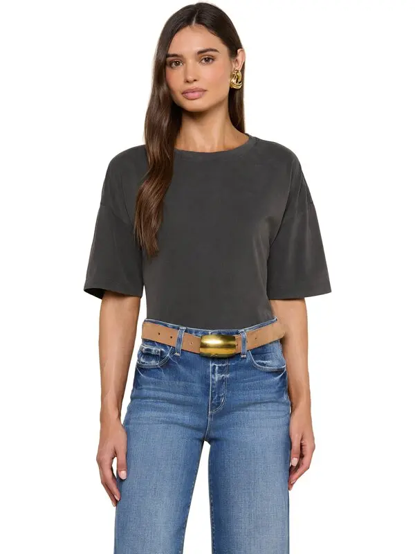 L'Agence Daria Oversized Cropped T-shirt - Antique Black