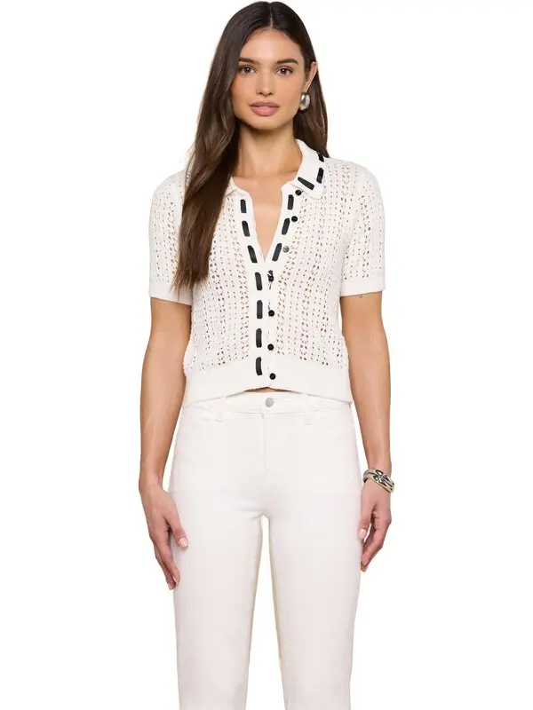 L'Agence Ninette Knit Top - Ivory/black