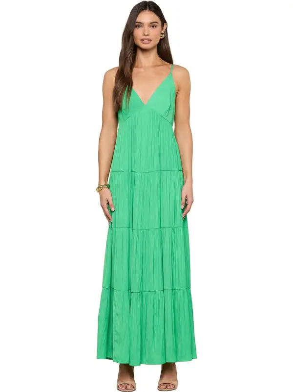 L'Agence Lua Tiered Maxi Dress - Island Green