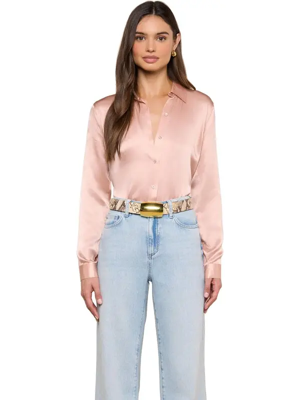 L'Agence Tyler Silk Blouse Top - Misty Rose