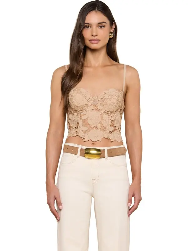L'Agence Sonya Eyelet Bustier - Almond
