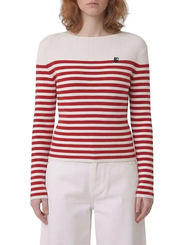 Alberta Ferretti Striped Cotton Crew-neck Pullover - Red
