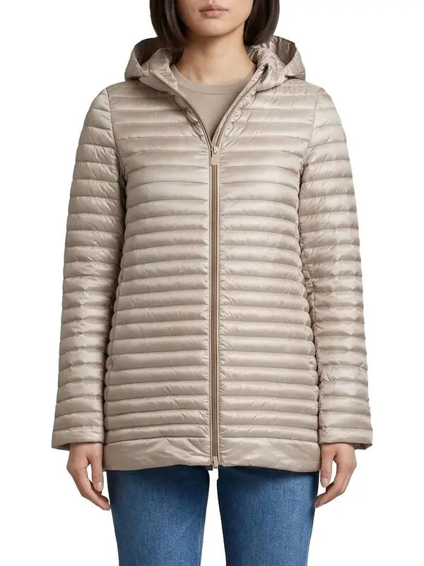 SAVE THE DUCK Quilted Jacket With Hood - Beige