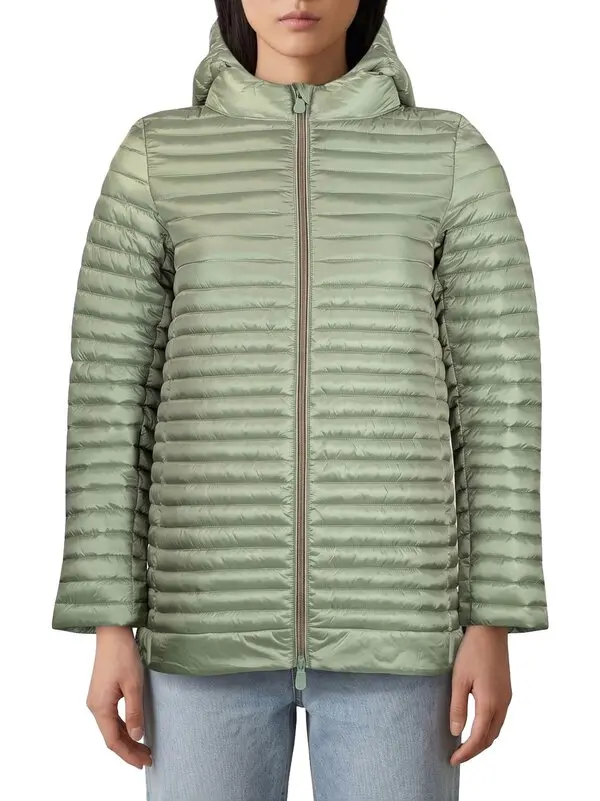 SAVE THE DUCK Quilted Nylon Down Jacket With Hood - Green
