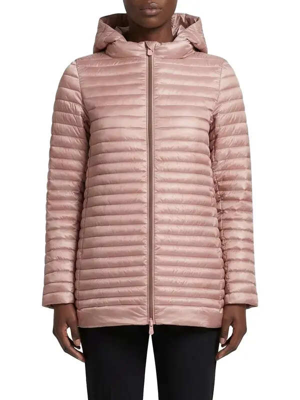 SAVE THE DUCK Quilted Nylon Down Jacket With Hood - Pink