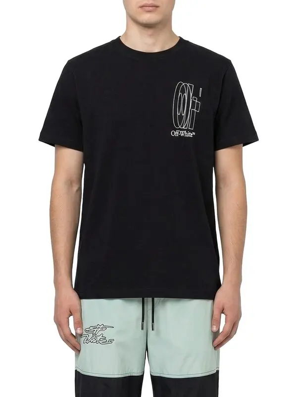 Off-White Cotton T-shirt With Logo - Black