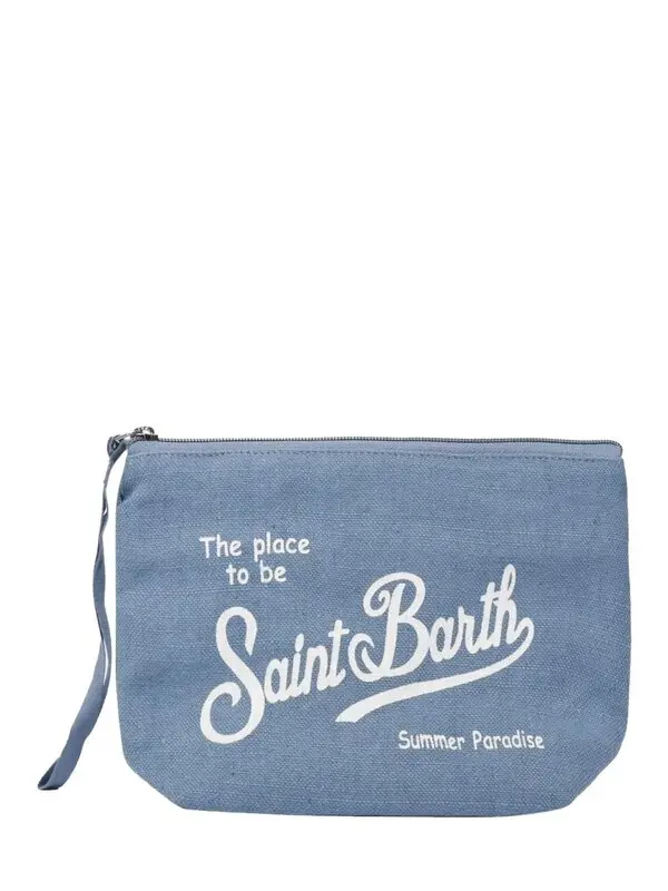 MC2 SAINT BARTH Aline Striped Linen Pochette - Denim