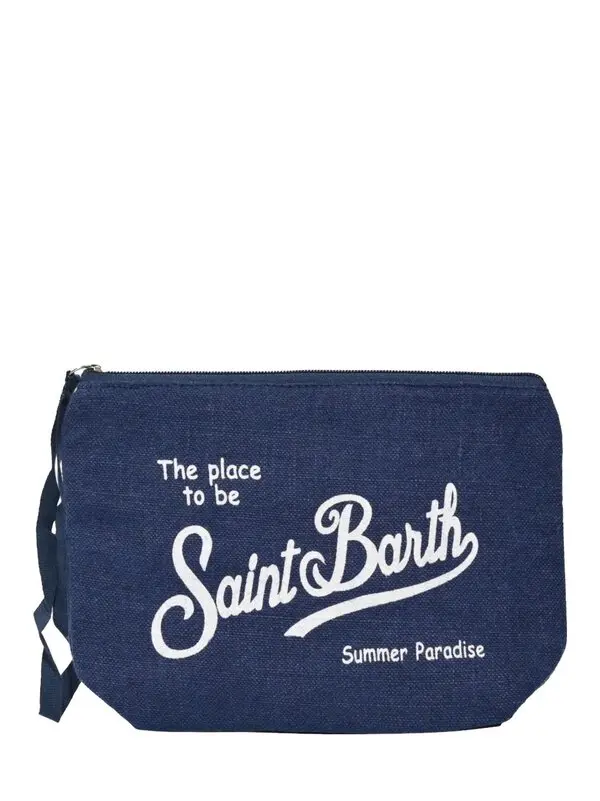 MC2 SAINT BARTH Aline Striped Linen Pochette - Navy