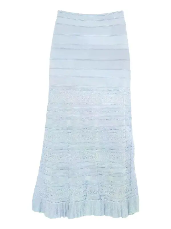 Sandro Textured Ruffled Maxi Skirt - Blue