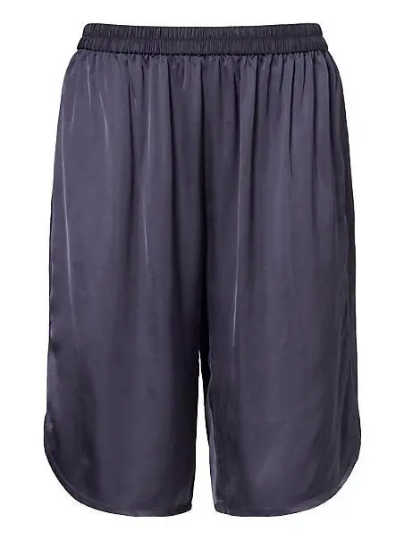 THE FRANKIE SHOP Nelis Satin Bermuda Shorts - Navy