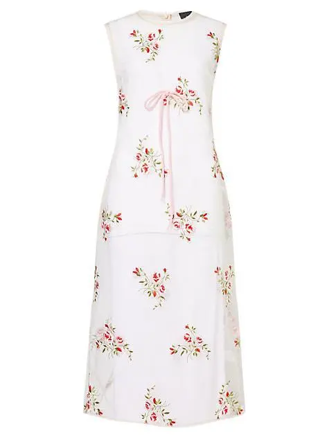 Simone Rocha Floral-embroidered Sheer Midi Dress - Nude Floral Pink