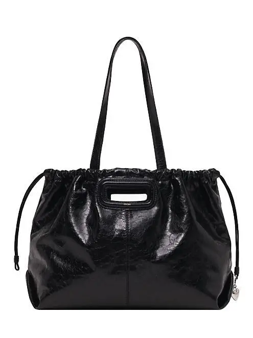 Maje M Crackled Leather Tote Bag - Black