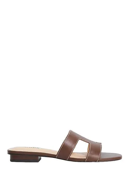 DUNE Loupe Leather Sandals - Chocolate Leather