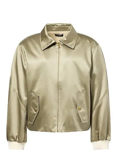 WILLY CHAVARRIA Opera Satin Bomber Jacket - Stucco