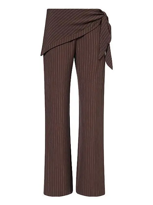 Bec & Bridge Andre Overlay Woven Trousers - Choc Pinstripe