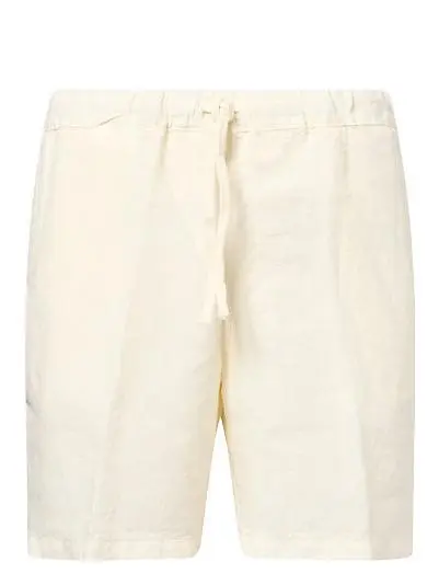 120% Lino Drawstring Linen Bermuda Shorts - Butter