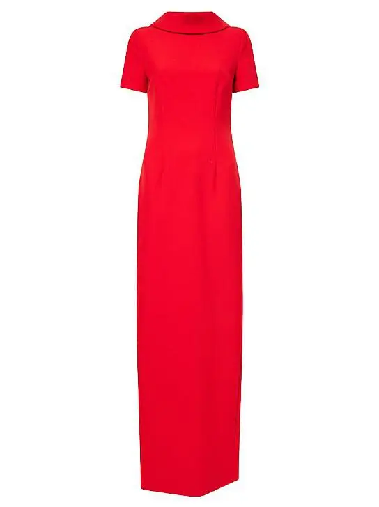 Roland Mouret Boat-neck Scoop-back Woven Gown - Red