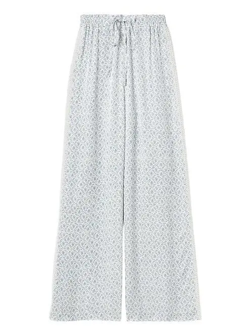 Claudie Pierlot Floral-print Lace-trim Satin Trousers - Light Print