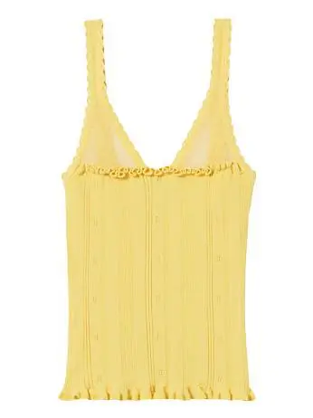 Claudie Pierlot Ruffled Sleeveless Knitted Top - Sun Yellow