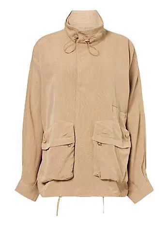 THE FRANKIE SHOP Breya Funnel-neck Linen-blend Jacket - Beige